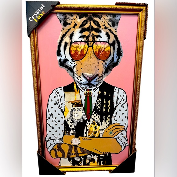 Accents | Gucci Cool Kat Tiger Art Print With Gold Frame Large | Poshmark